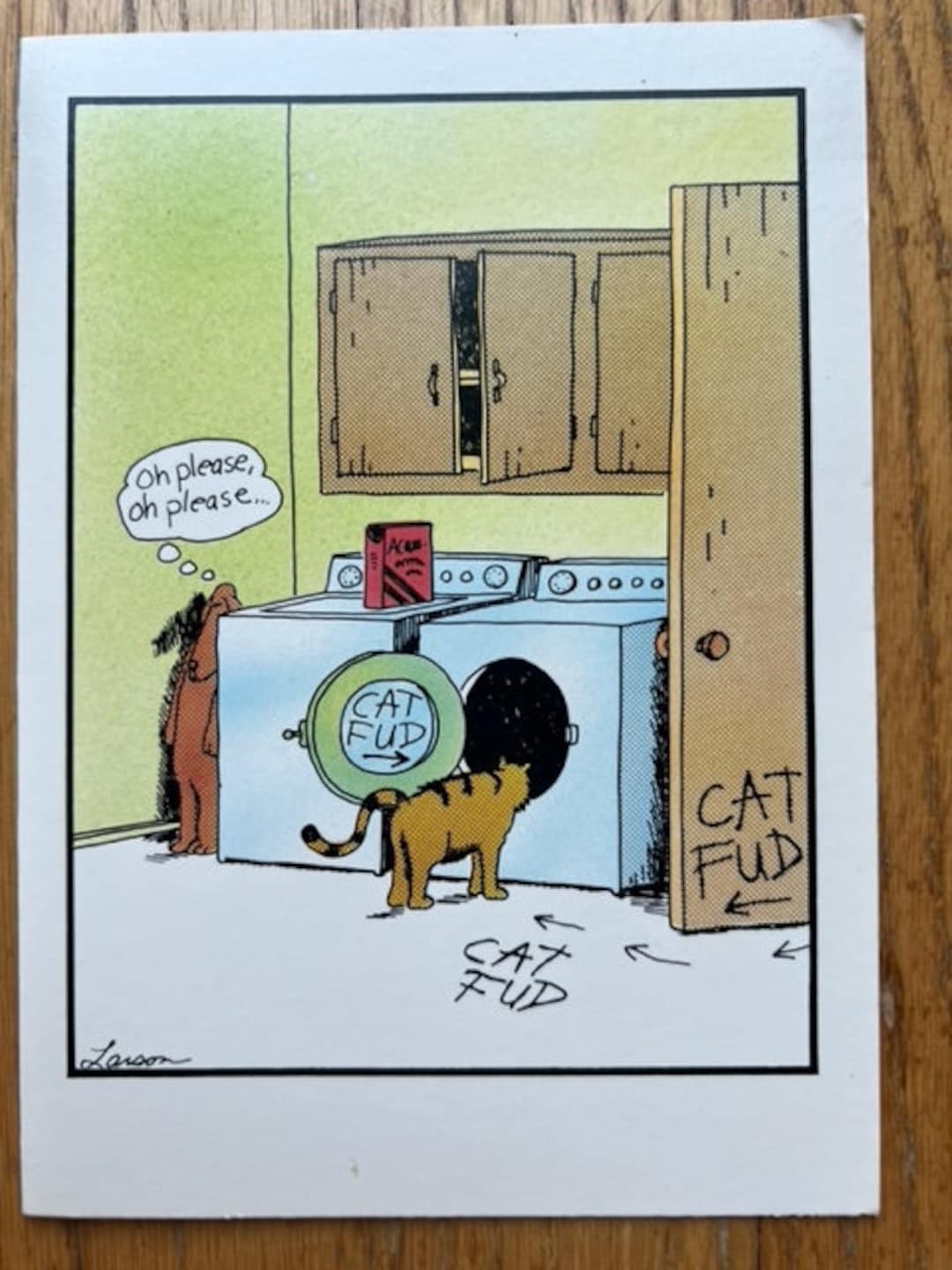 The Far Side Blank Greeting Card, CAT FUD, Oh Please, Gary Larson 1985 ...