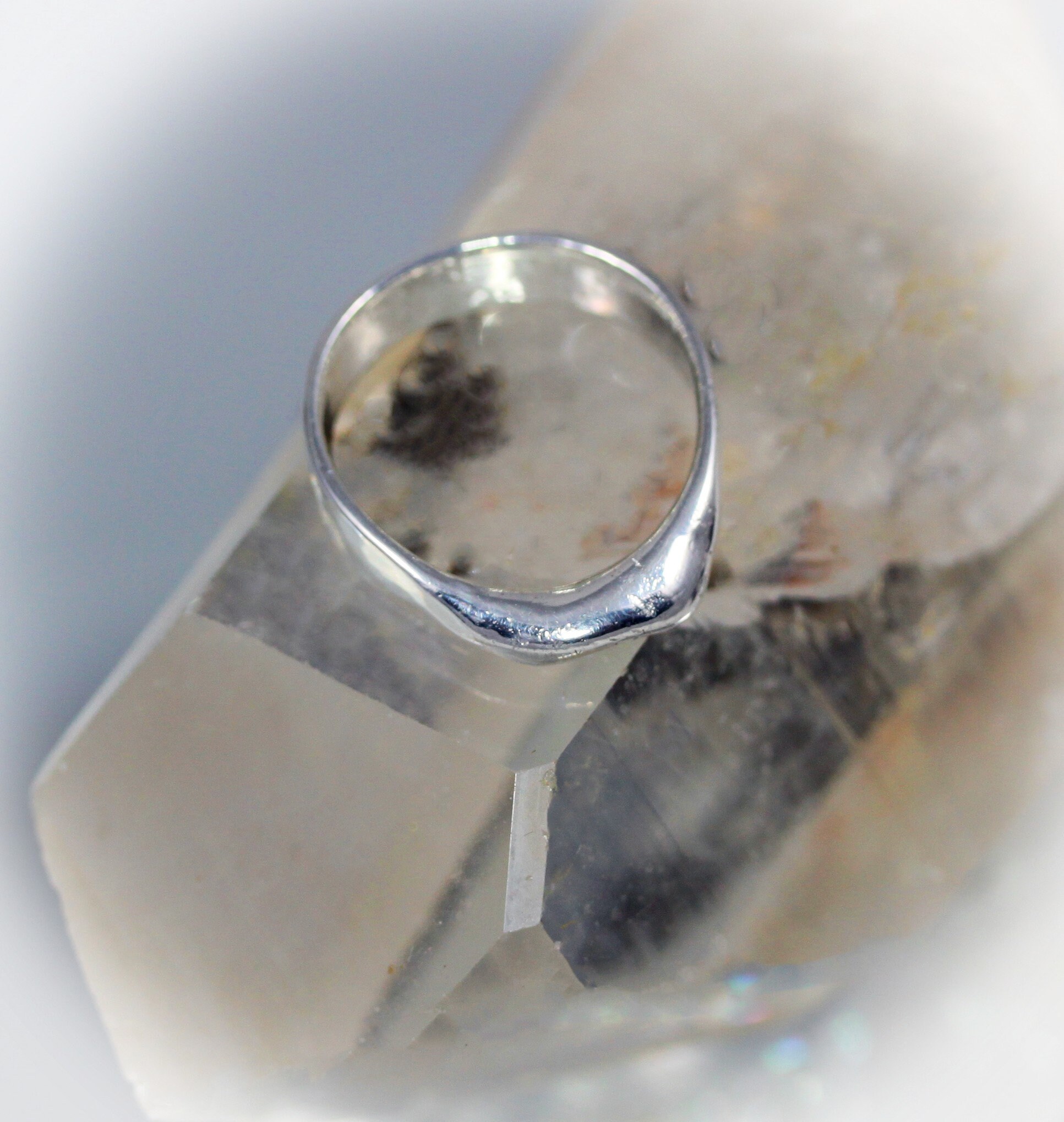 Shiny Fine Silver Fusion Dual Drip Ring With Cool Faceted - Etsy