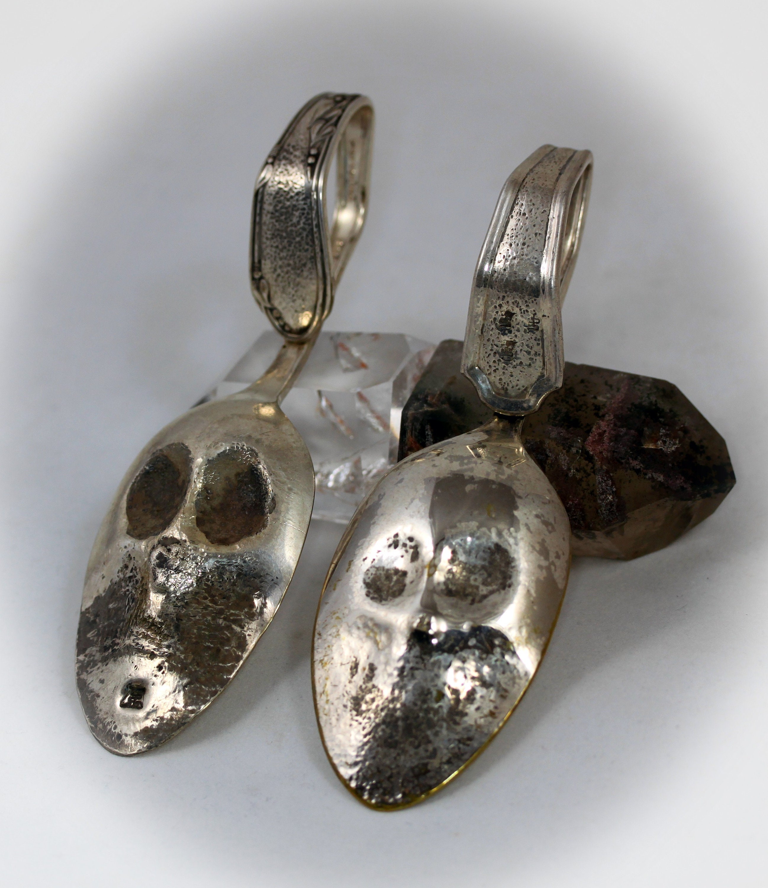 Sculpted Sterling SKULL Spoon Mask Art Pendants Set of 2 - Etsy