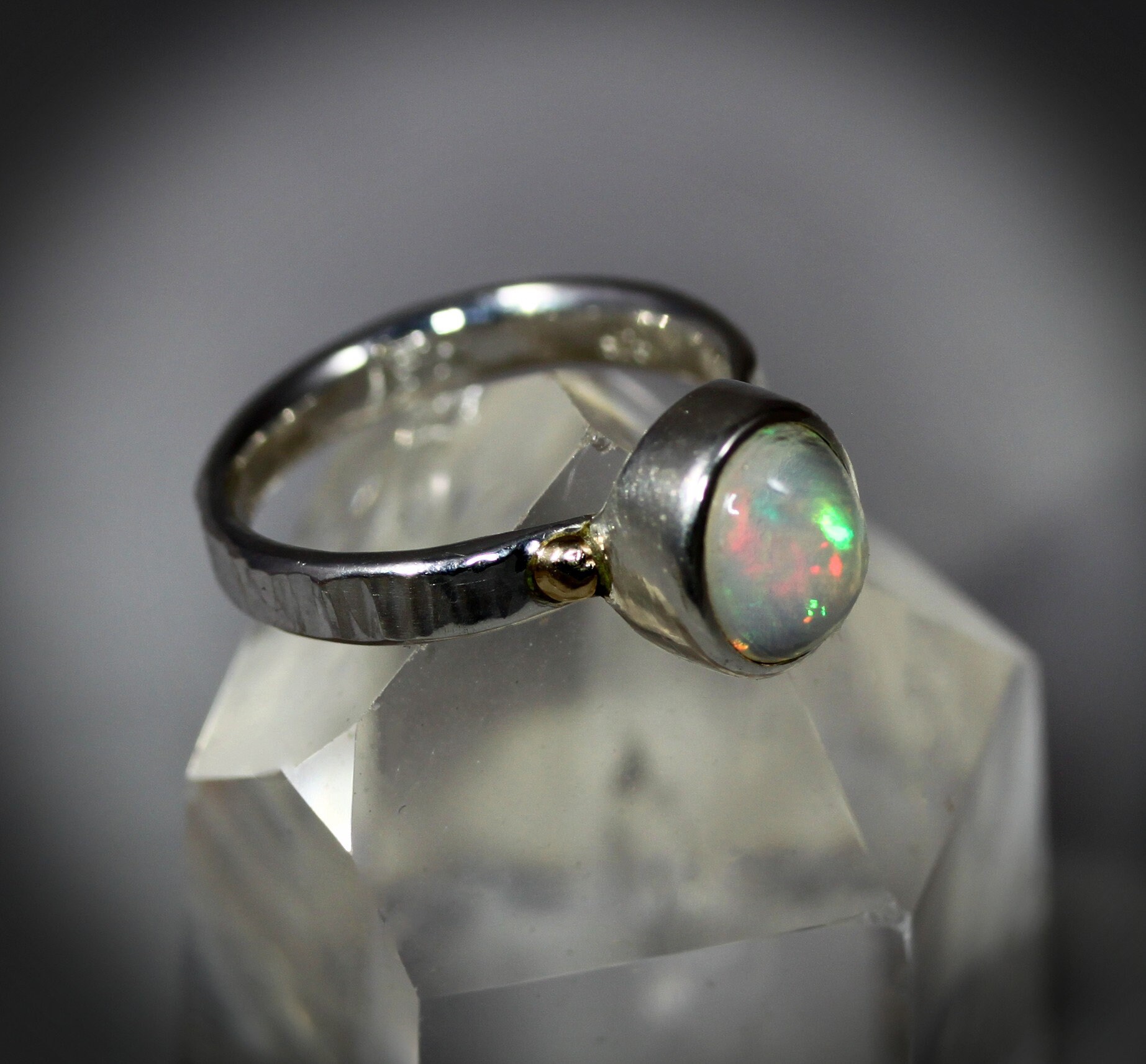 Large Neon Blue Green Welo OPAL Ring Set in Sterling W - Etsy