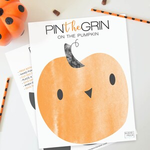 Printable Halloween Game - Pin the Grin on the Pumpkin - Digital File ...
