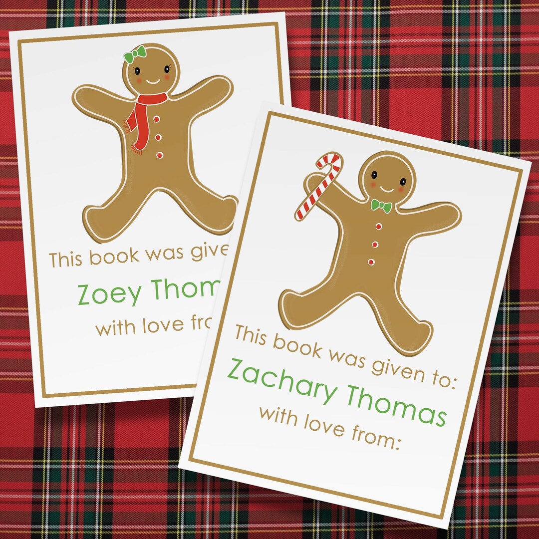 Custom Bookplates - Personalized Gingerbread Cookie Holiday Stickers ...