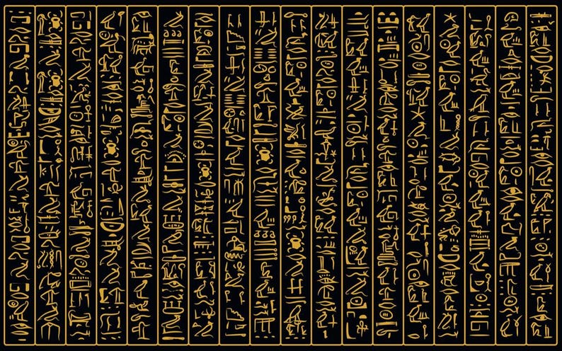 Egyptian Hieroglyphics Wallpaper – Gold on Black Ancient Text Wall ...