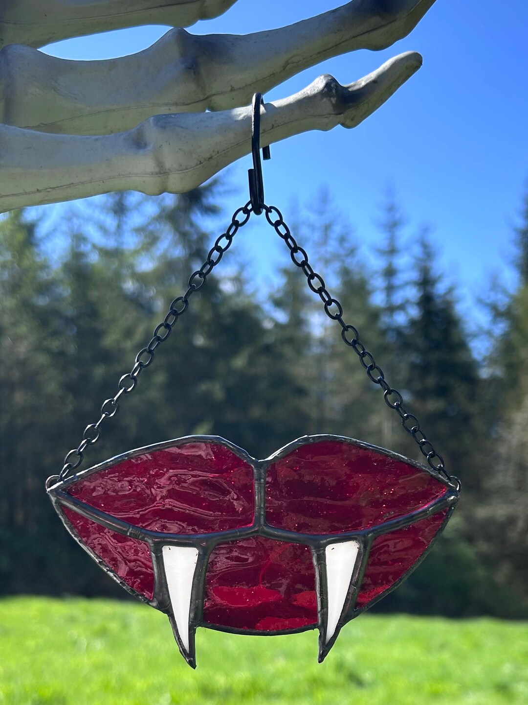 Vampire Lips With Fangs Stained Glass - Etsy