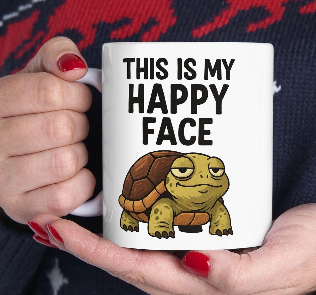 Ceramic Turtle Mug, Cute Smiling Turtle, Reptile Owner Gift, 11oz Mug ...