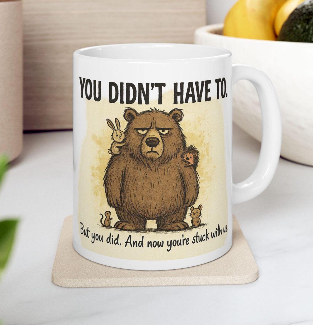 Funny Step Dad Ceramic Mug, Disheveled Bear Father's Day Coffee Cup ...