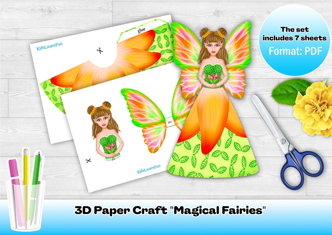 3D Fairy Paper Craft Kit | Printable Fairy Dolls for Kids | DIY Magical ...