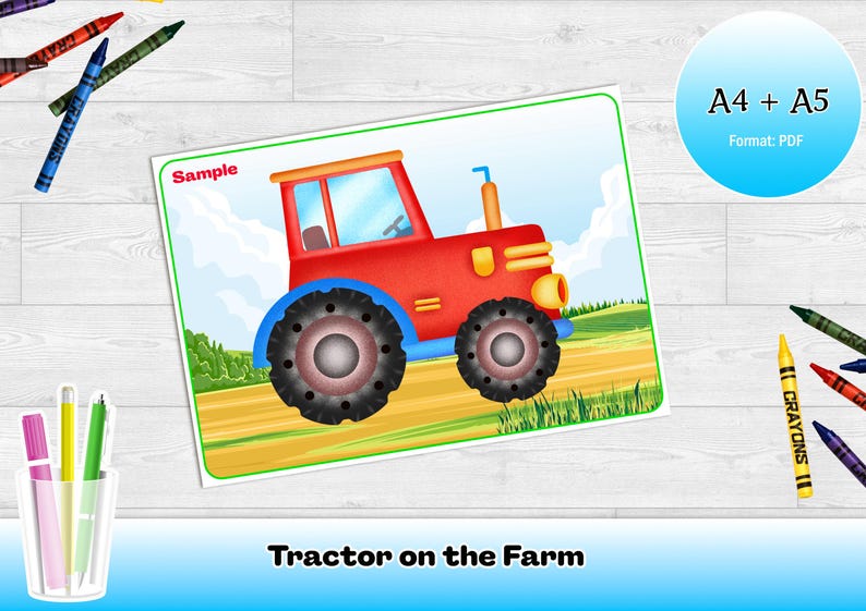 Printable Tractor Craft for Kids – Cut & Paste Farm Activity for ...