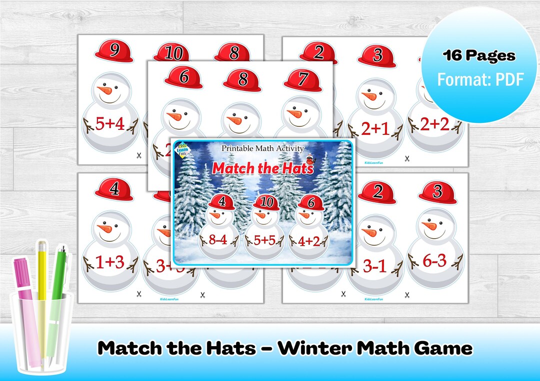 Match the Hats – Winter Math Game for Preschoolers | Addition ...