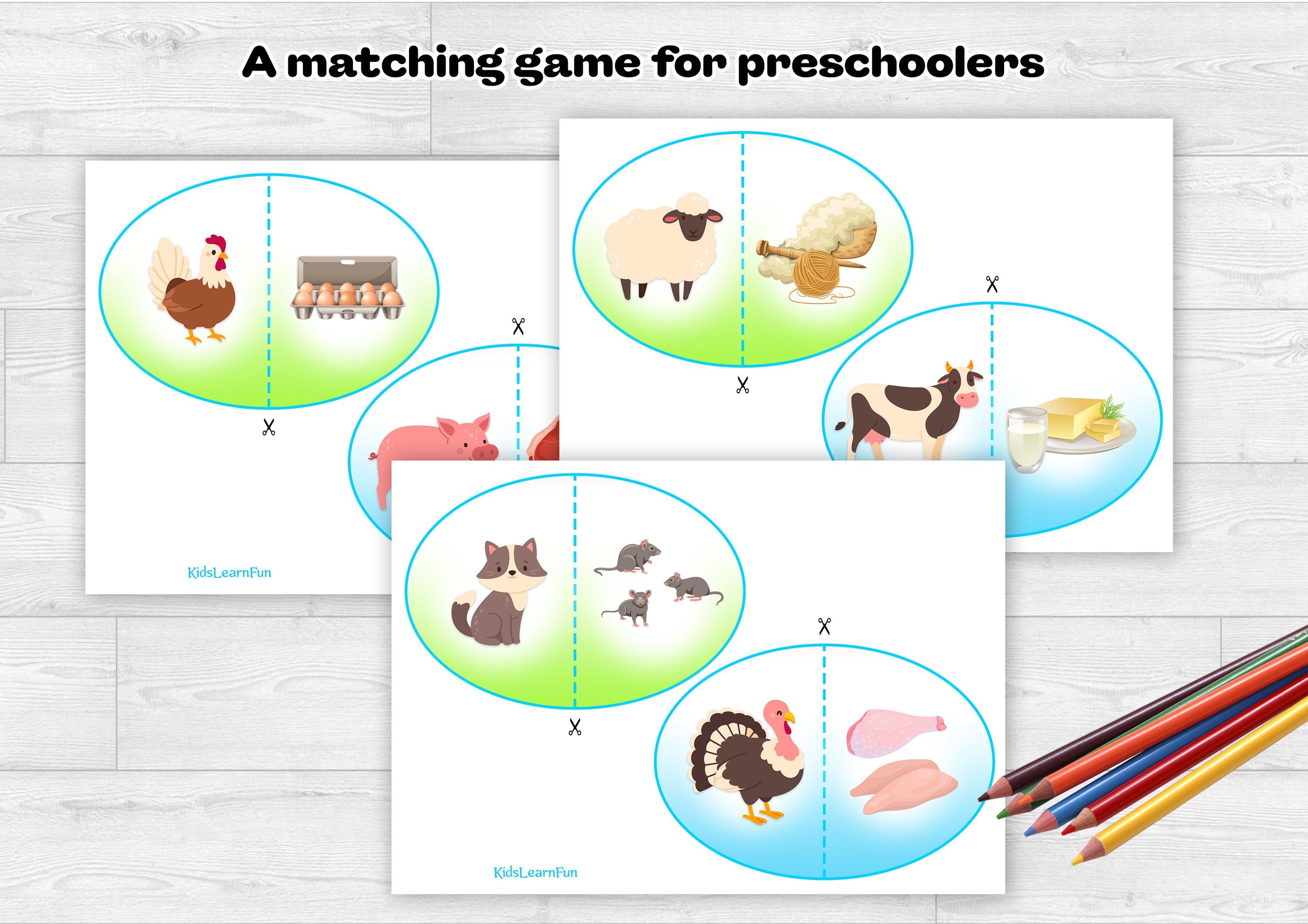 Farm Animal Matching Game: Montessori Educational Activity for ...