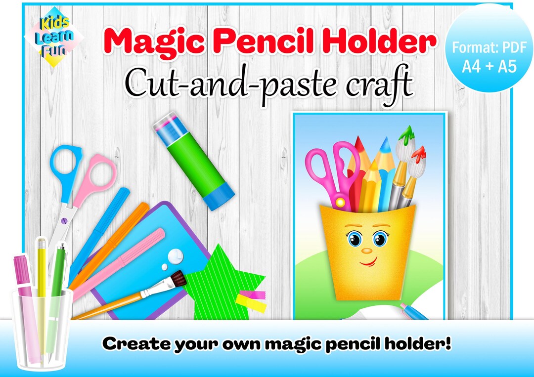 Magic Pencil Holder – Cut and Paste Craft - Etsy
