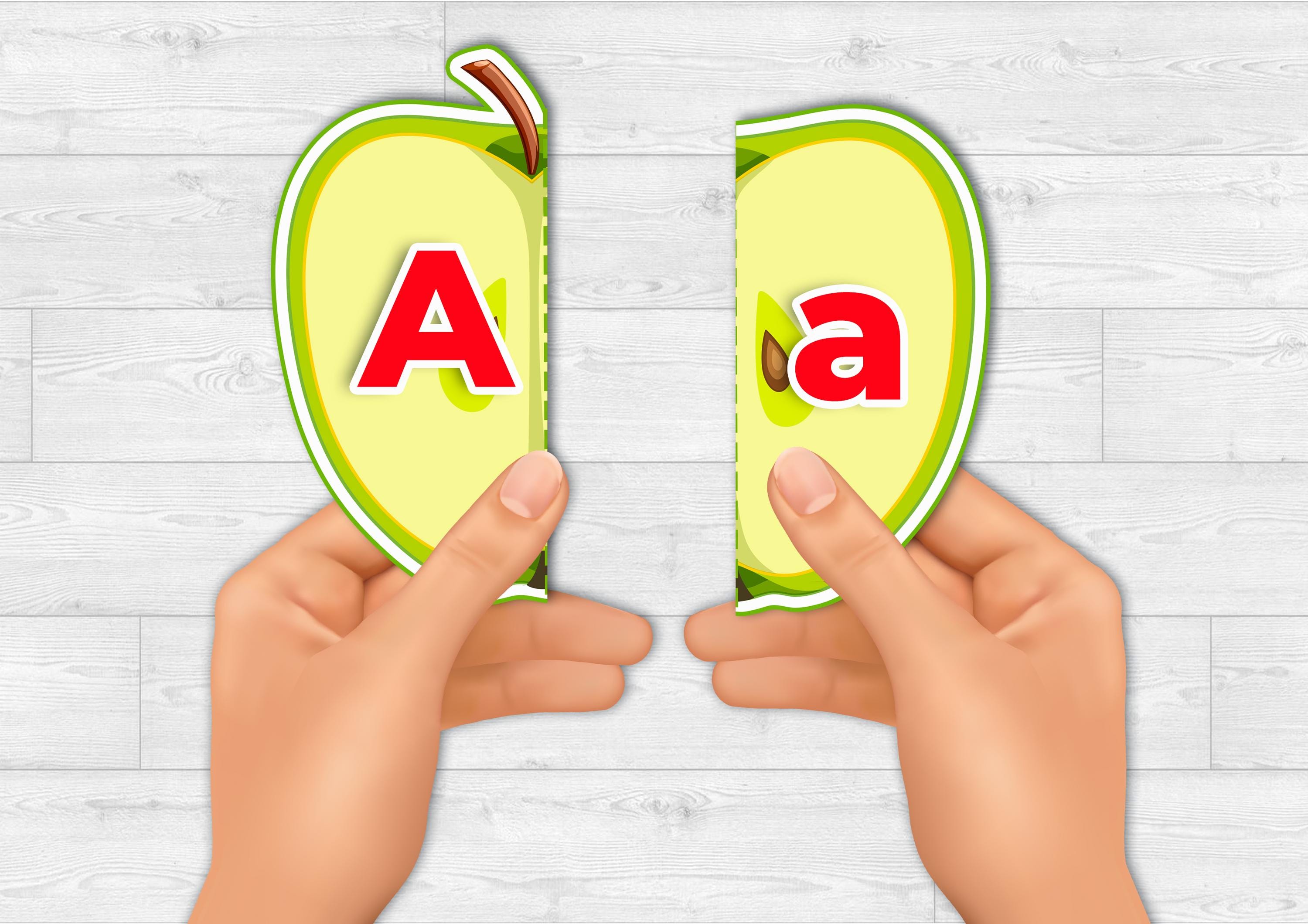 Alphabet Flashcards – Apple Theme A–Z Letters, Printable Montessori ABC ...