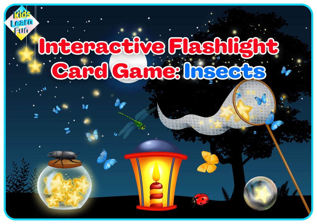 Interactive Flashlight Game for Kids – Printable Insect Learning Cards, Preschool Activity ...