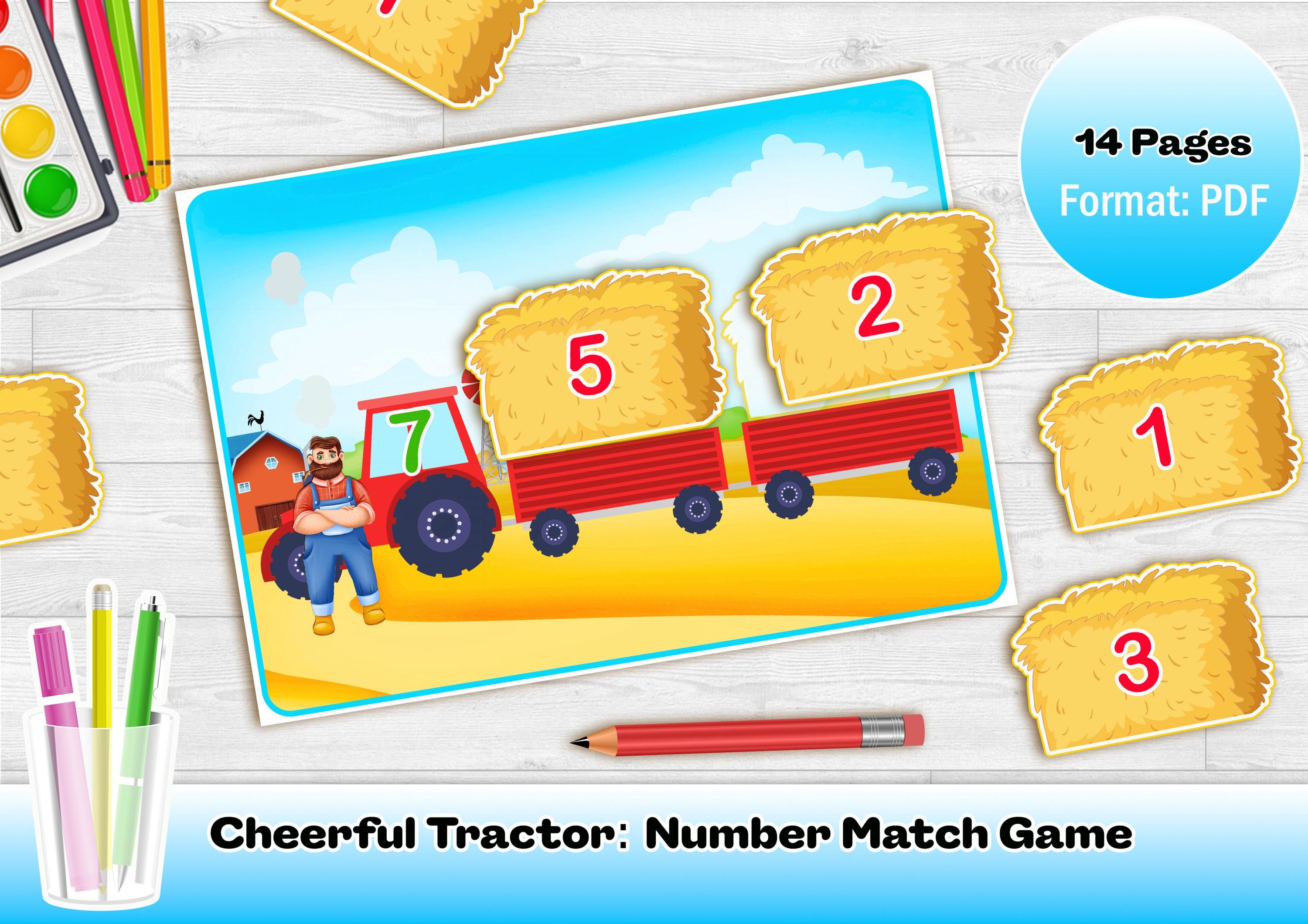 Cheerful Tractor Math Game: Number Composition, Counting, Preschool ...