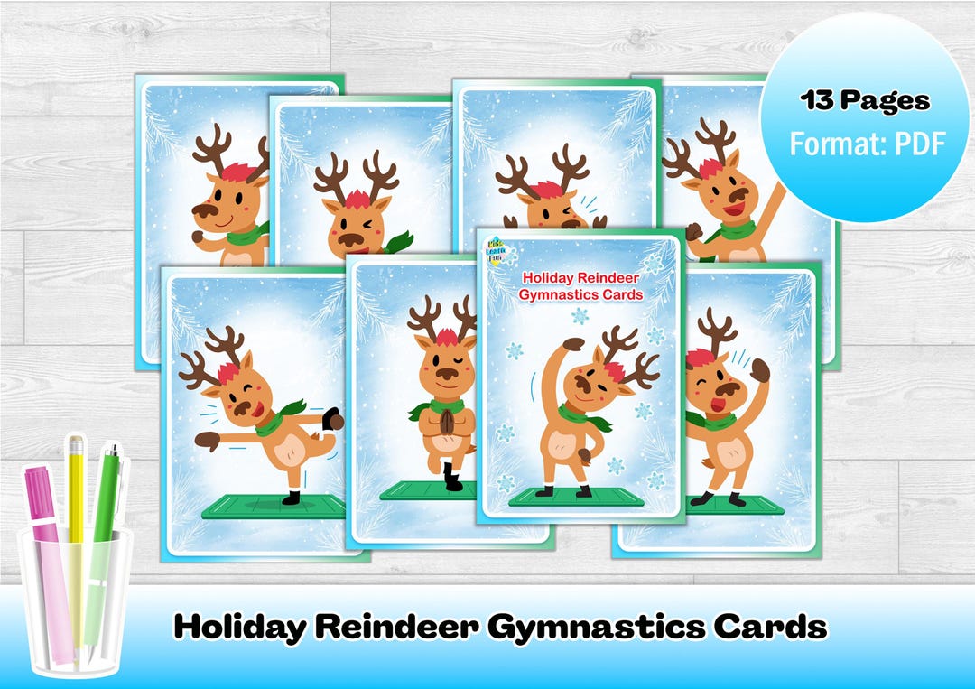Christmas Reindeer Gymnastics Cards for Kids | Holiday Movement ...