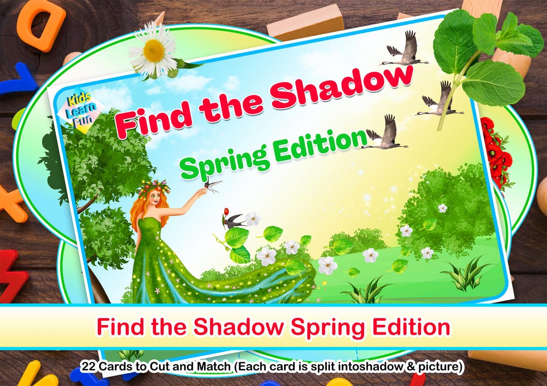 Find the Shadow: Spring Matching Game | Shadow Matching Cards | Spring ...
