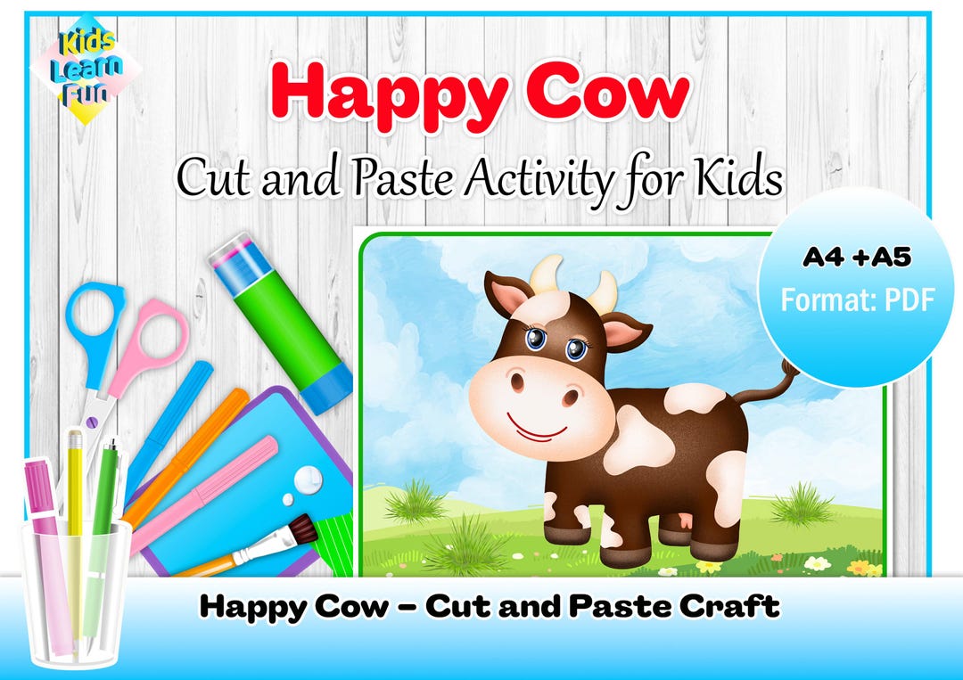 Happy Cow Paper Craft: Farm Animal Cut & Paste Activity (printable DIY ...