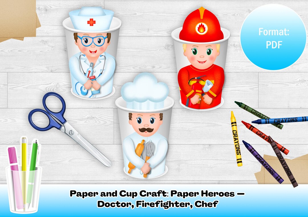 Paper Cup People – Printable Occupations Craft for Kids, DIY ...