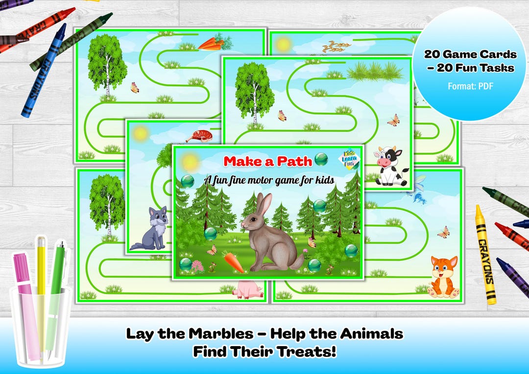 Marble Path Game – Fine Motor Skills Animal Activity Cards for ...