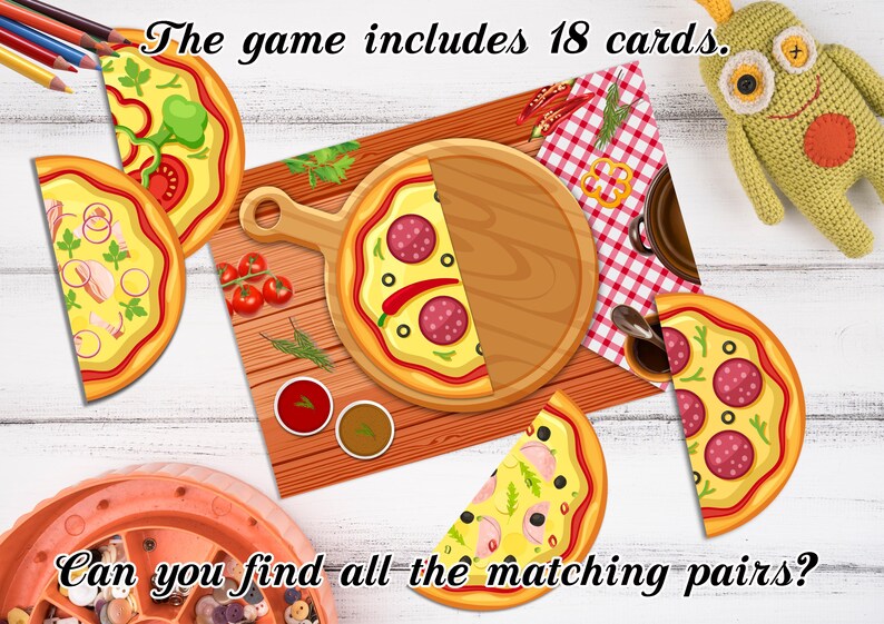 Pizza Matching Game – Printable Halves Activity for Toddlers, Visual ...