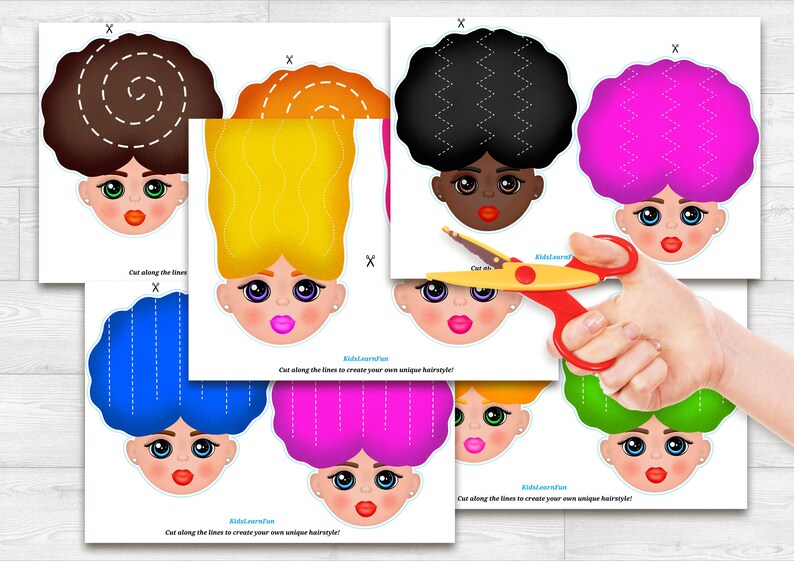 Paper Doll Hair Salon: Scissor Skills Activity - Printable Hairstyle ...