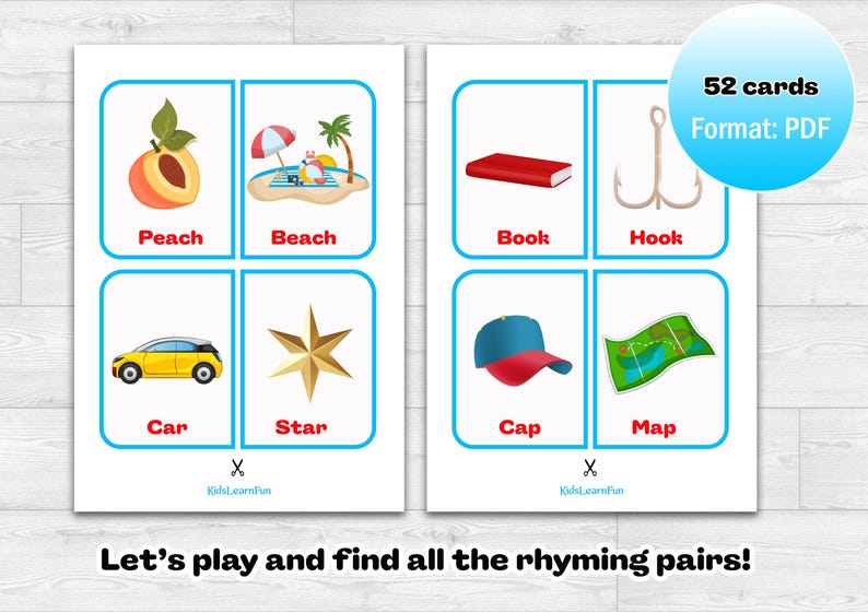 Printable Rhyming Words Game: Speech Therapy, Language Development ...