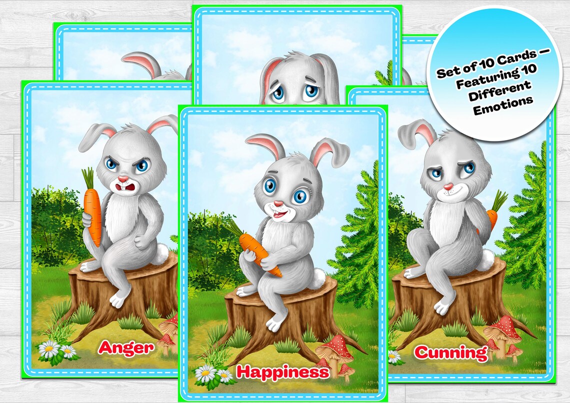 Printable Emotions Flashcards – Bunny Feelings Cards for Kids ...