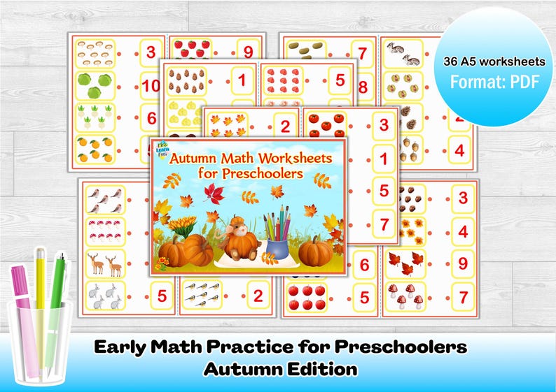 Printable Fall Math Activities for Preschoolers - Counting and Number ...