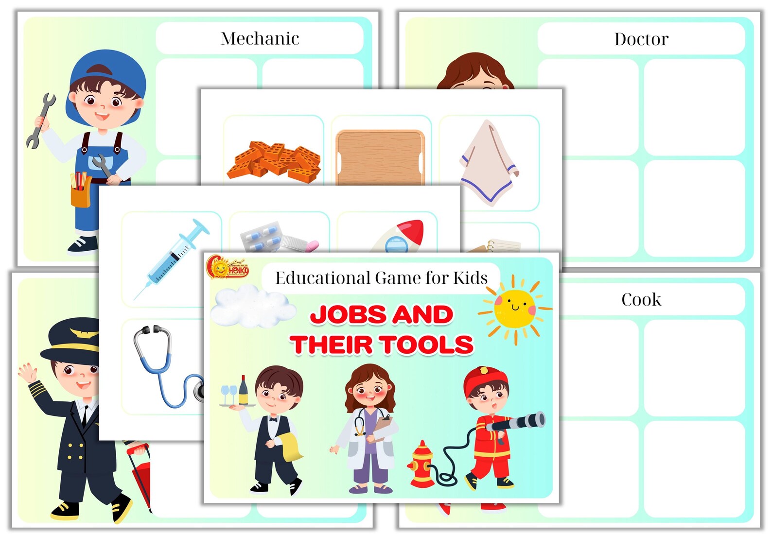 Printable Educational Game for Kids – Jobs and Their Tools Matching ...