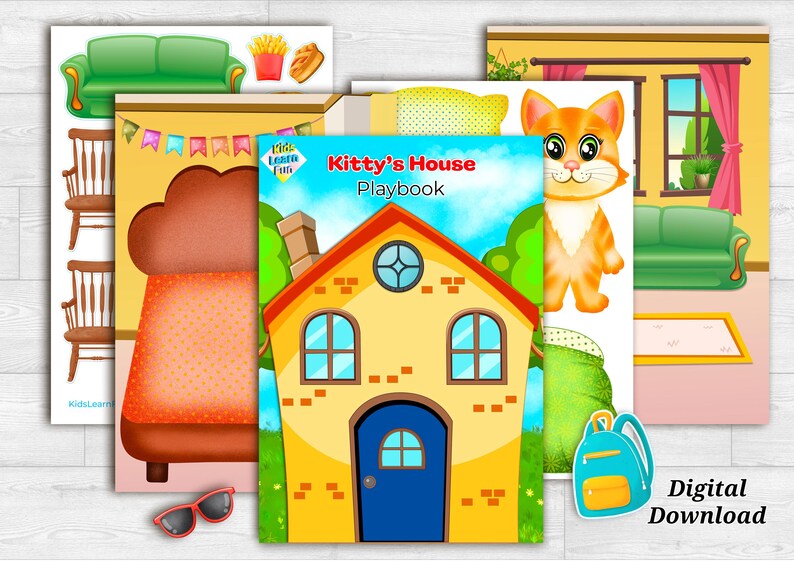 Playbook “kitty’s House” – Printable Cat Dollhouse Craft for Kids ...