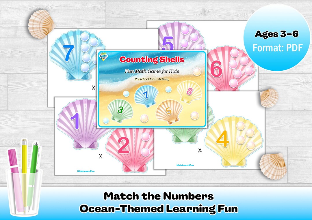Counting Shells – Preschool Math Game – Just 50 Cents - Etsy