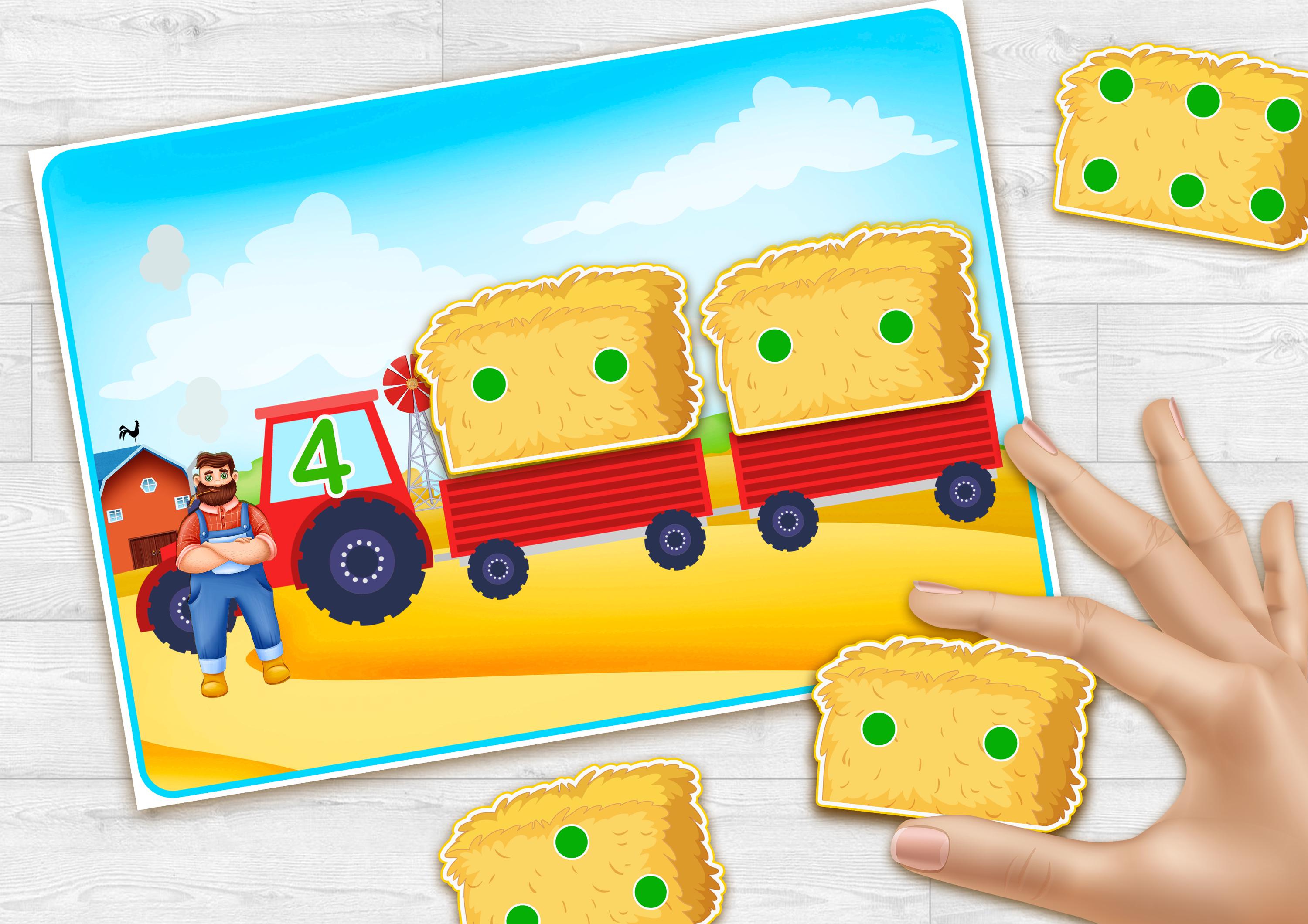 Cheerful Tractor Math Game: Number Composition, Counting, Preschool ...