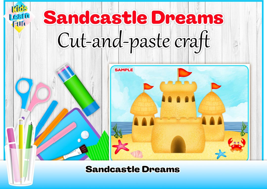 Printable Sandcastle Craft: Summer Cut and Paste Activity for Kids - Etsy