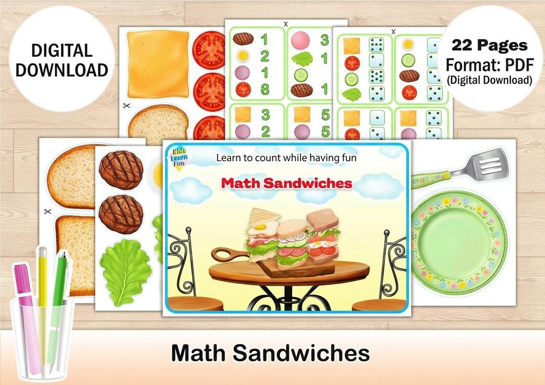 Sandwich Counting Game Printable, Preschool Math Activity, Toddler Busy ...