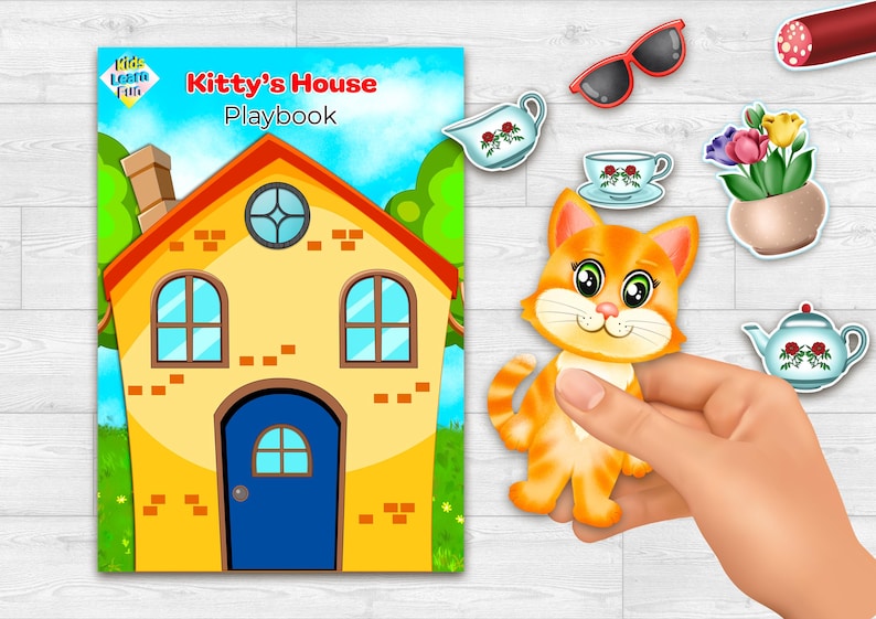 Playbook “kitty’s House” – Printable Cat Dollhouse Craft for Kids ...