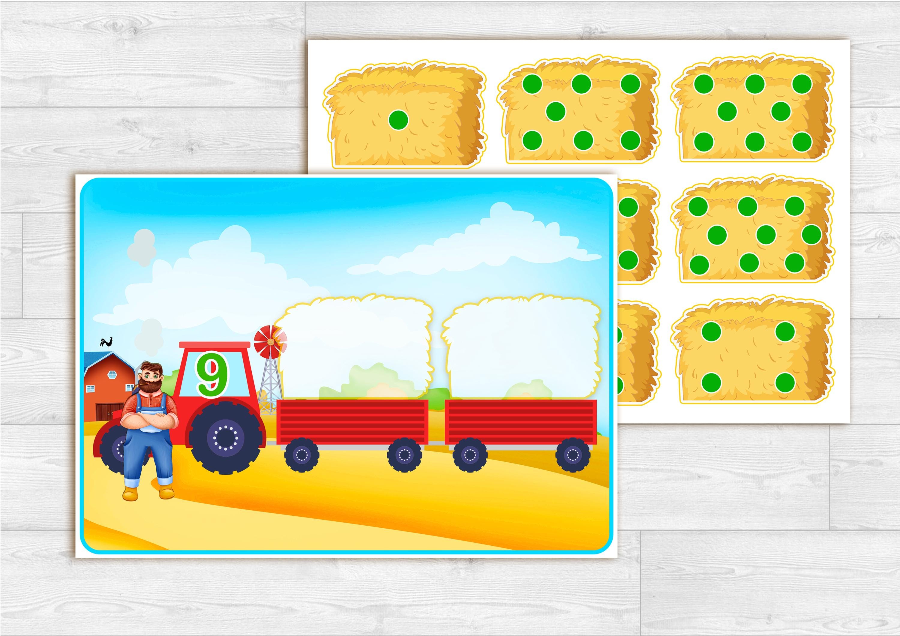 Cheerful Tractor Math Game: Number Composition, Counting, Preschool ...