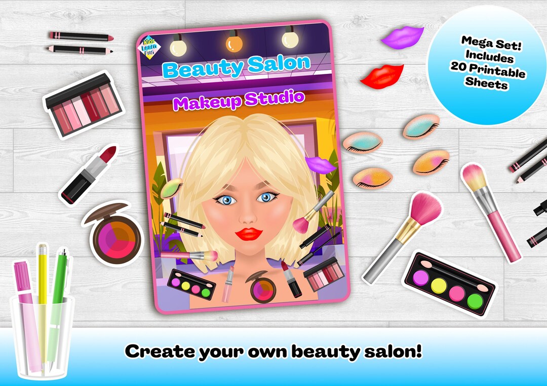 Printable Paper Doll Beauty Salon – Foldable Dollhouse Pretend Play ...