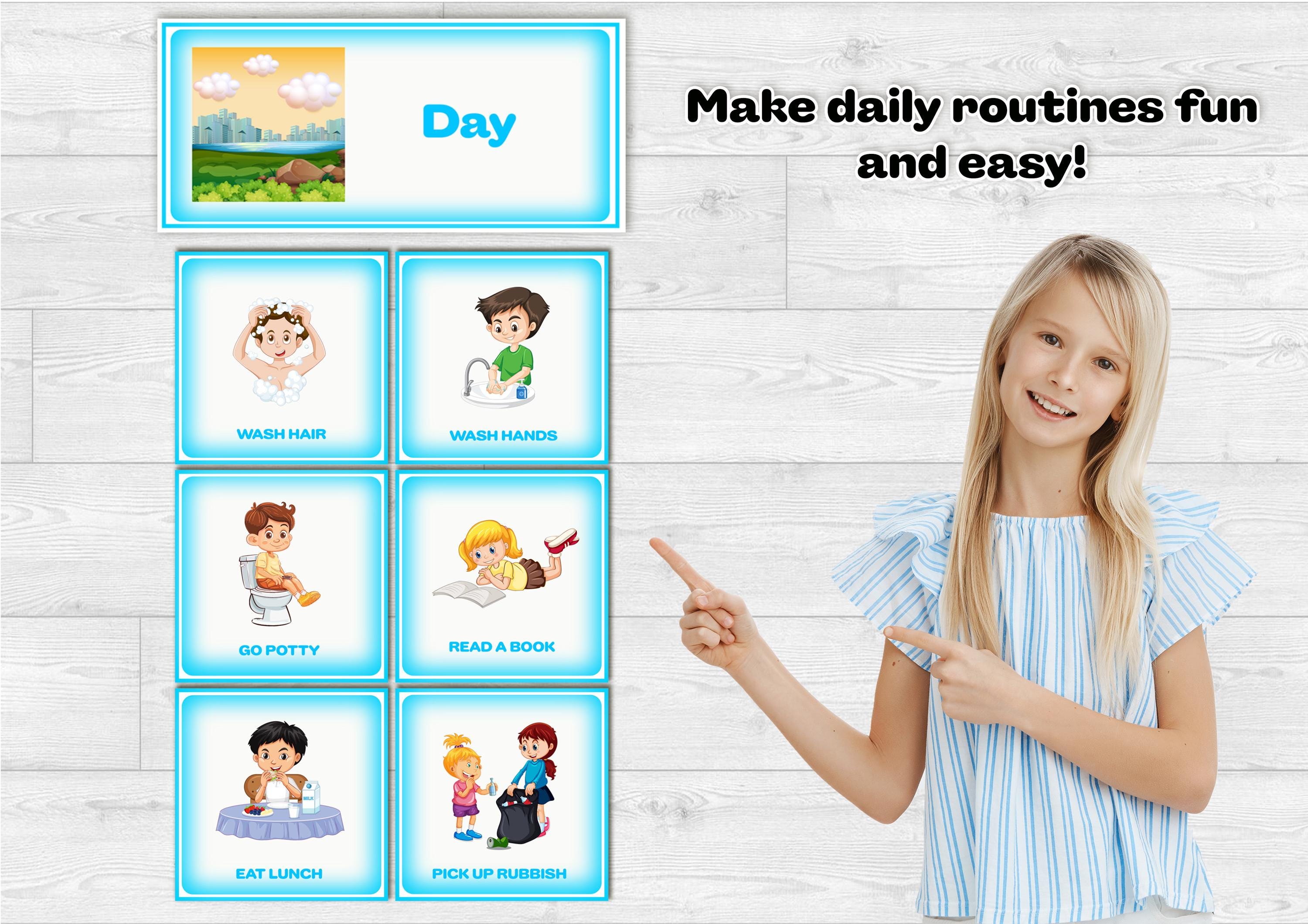 Daily Routine Cards for Kids – Morning, Day & Evening - Etsy