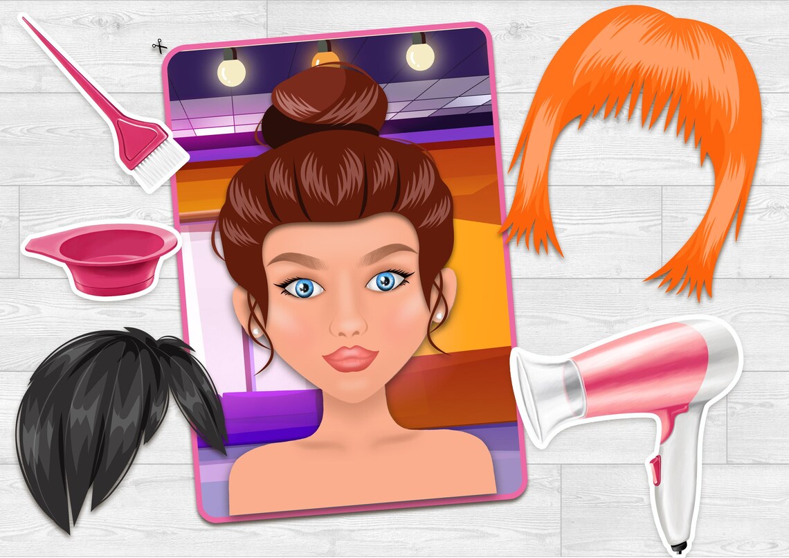 Printable Paper Doll Beauty Salon – Foldable Dollhouse Pretend Play ...