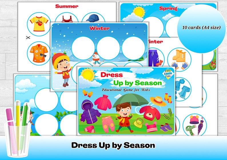 Montessori Dress up Game – Match Clothing & Weather by Season for Kids ...
