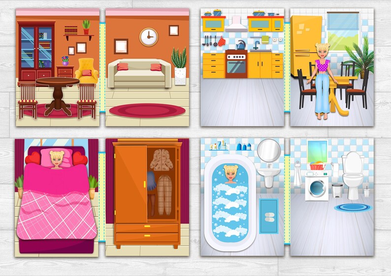 Printable Paper Dollhouse | Interactive Kids Book | Imaginative Play ...