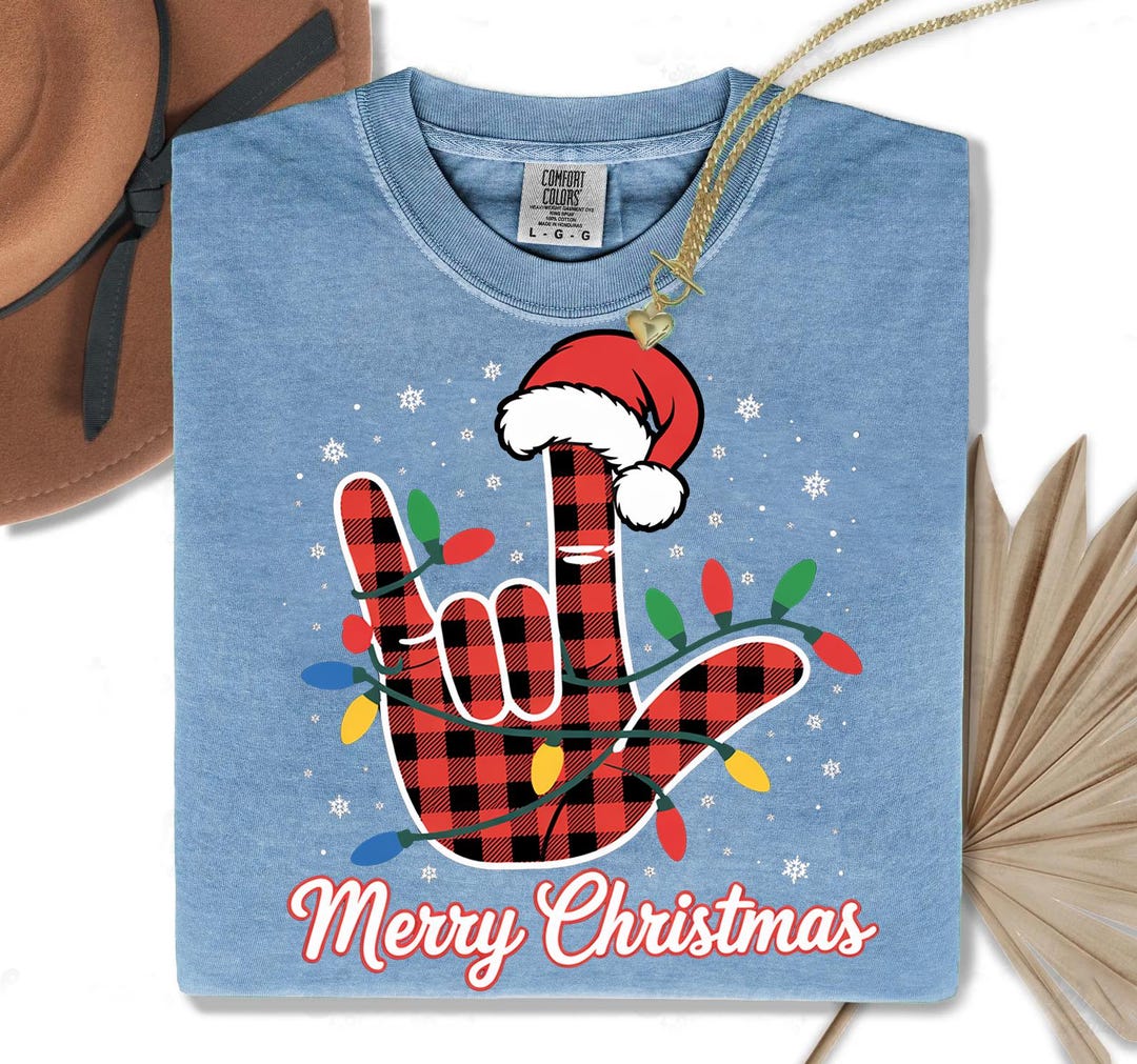 Plaid ASL Christmas T-shirt: I Love You Hand Sign, Deaf Awareness - Etsy