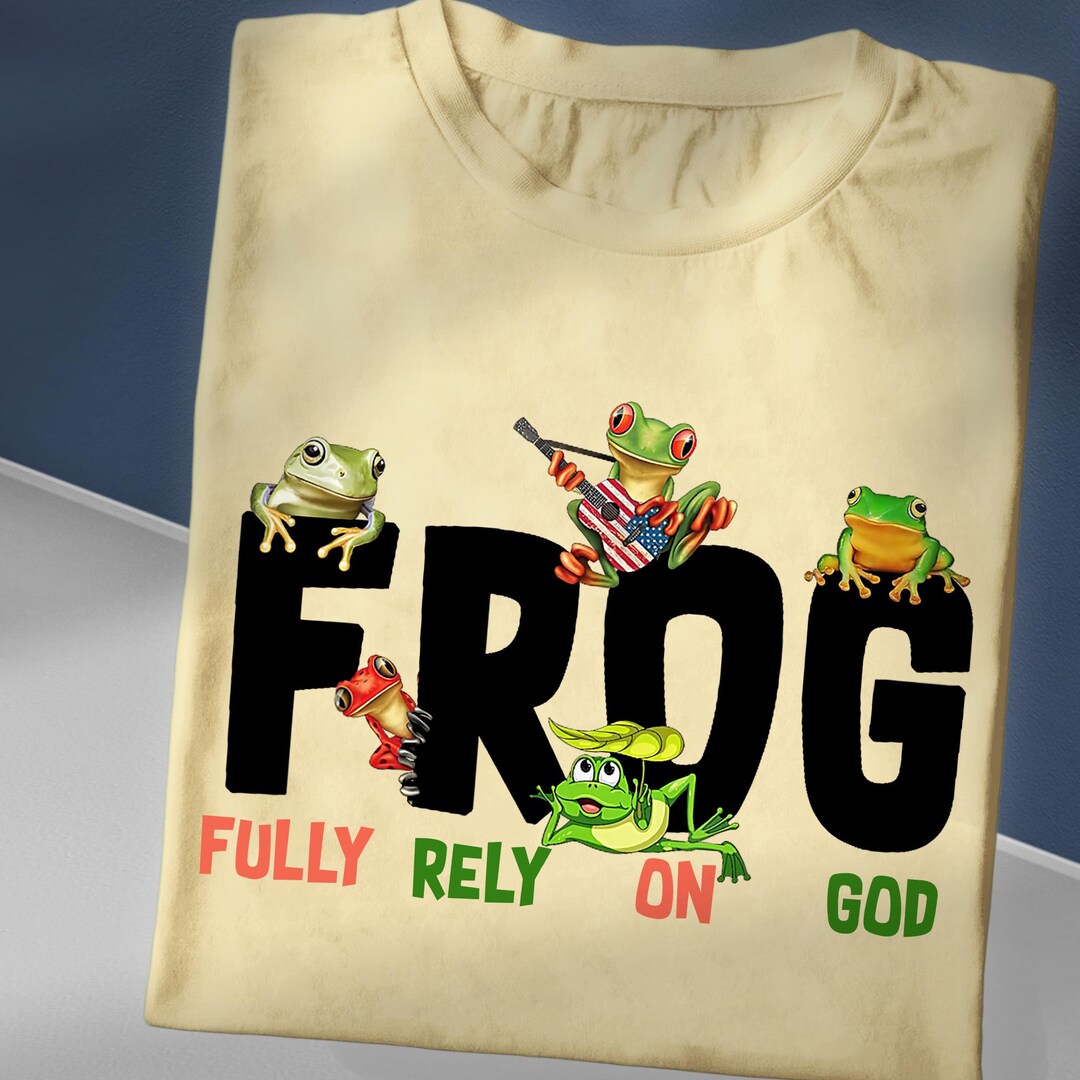 Frog Fully Rely on God PNG - Fun Christian Frog Graphic Design ...