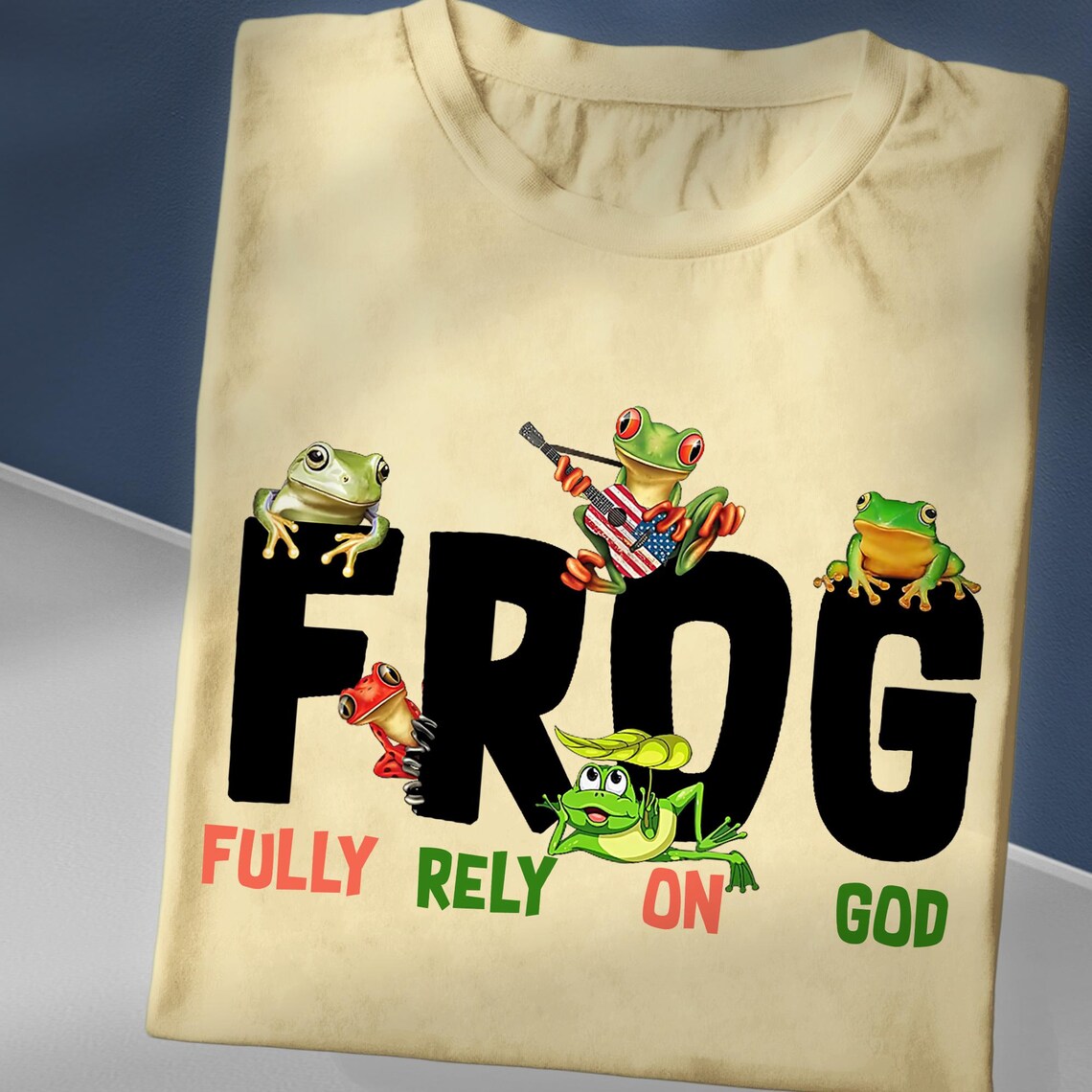 Frog Fully Rely on God PNG - Fun Christian Frog Graphic Design ...