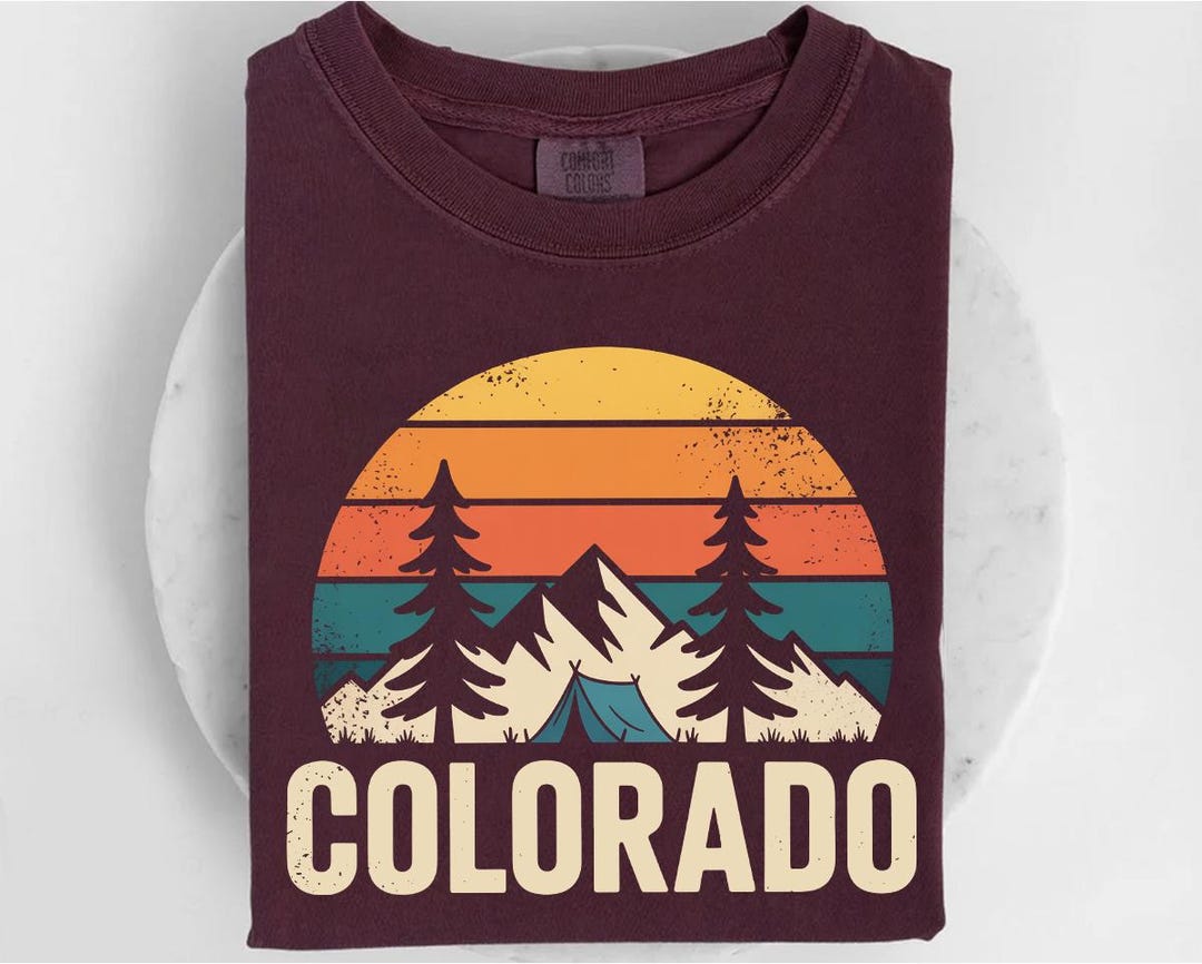 Retro Colorado Mountain Sunset T-shirt: Hiking Camping Souvenir - Etsy