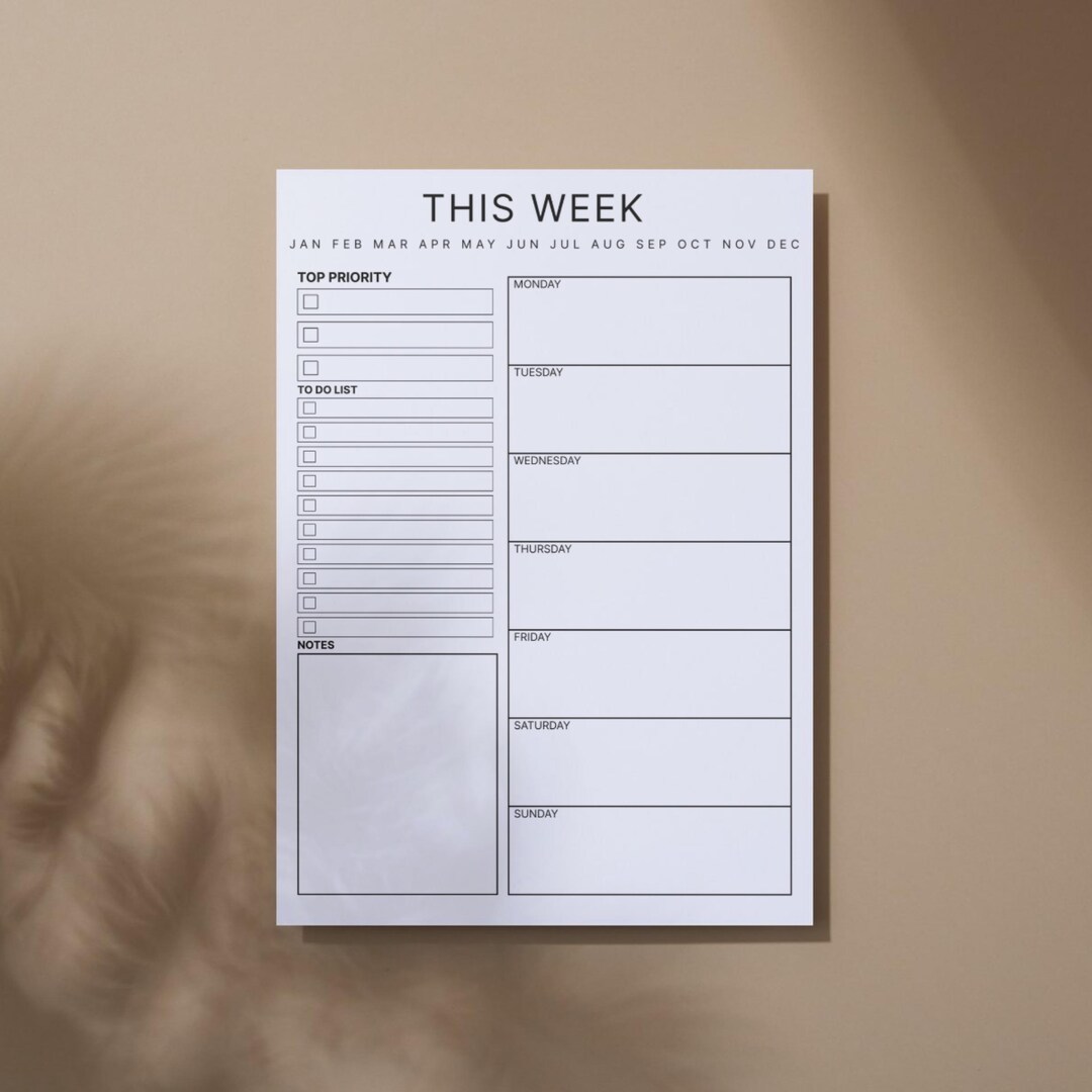 Weekly Planner Printable | Minimalist PDF – Undated Weekly Organizer ...