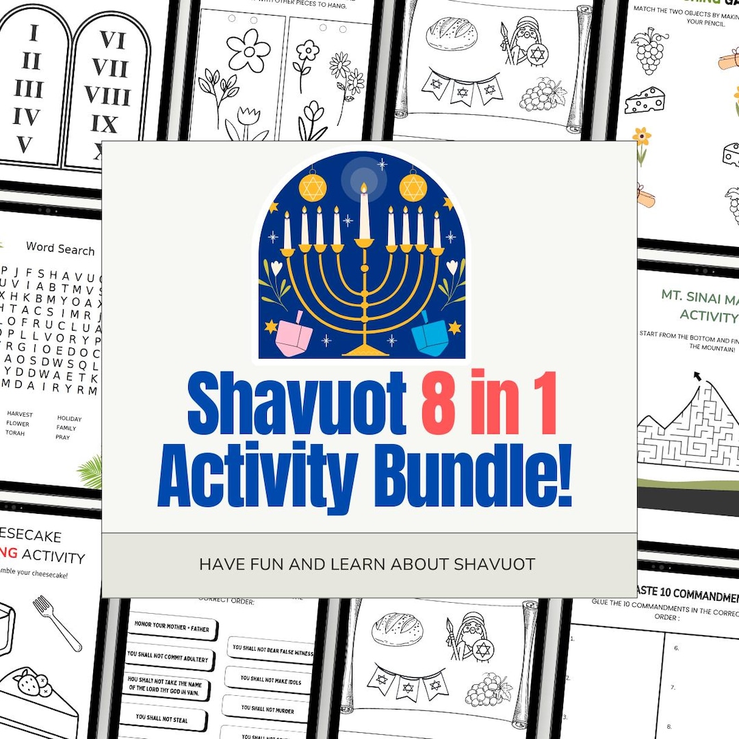 8-in-1 Shavuot Activity Bundle | Jewish Holiday Activity Pack | Crafts ...