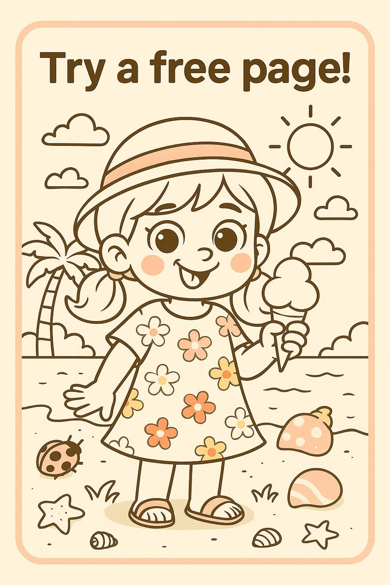 Luna's Summer Vacation – Printable Coloring Book for Kids | Fun Beach ...