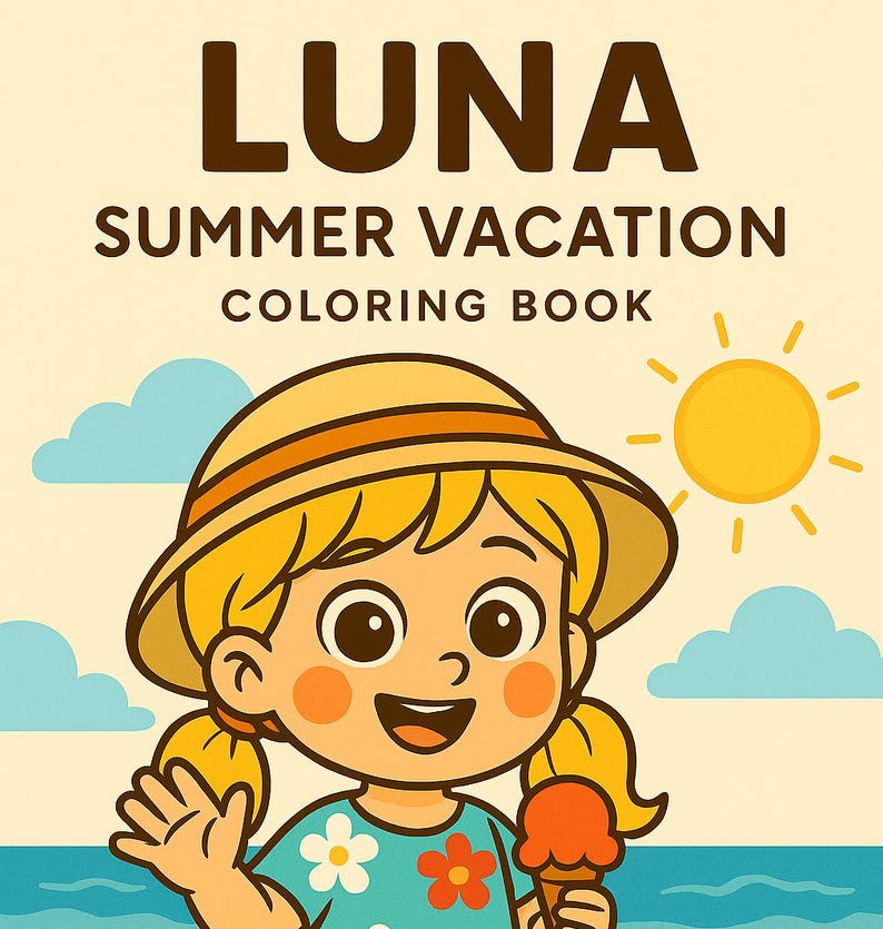 Luna's Summer Vacation – Printable Coloring Book for Kids | Fun Beach ...