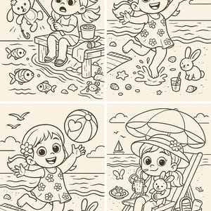 Luna's Summer Vacation – Printable Coloring Book for Kids | Fun Beach ...